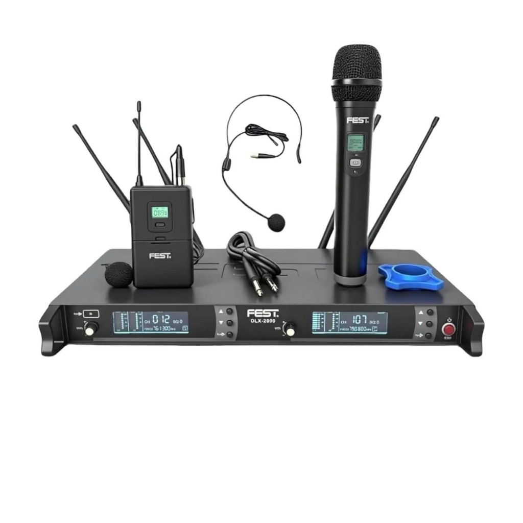 Jual Mic Wireless Fest DLX 2000 Original Handheld Headset Clip on ...