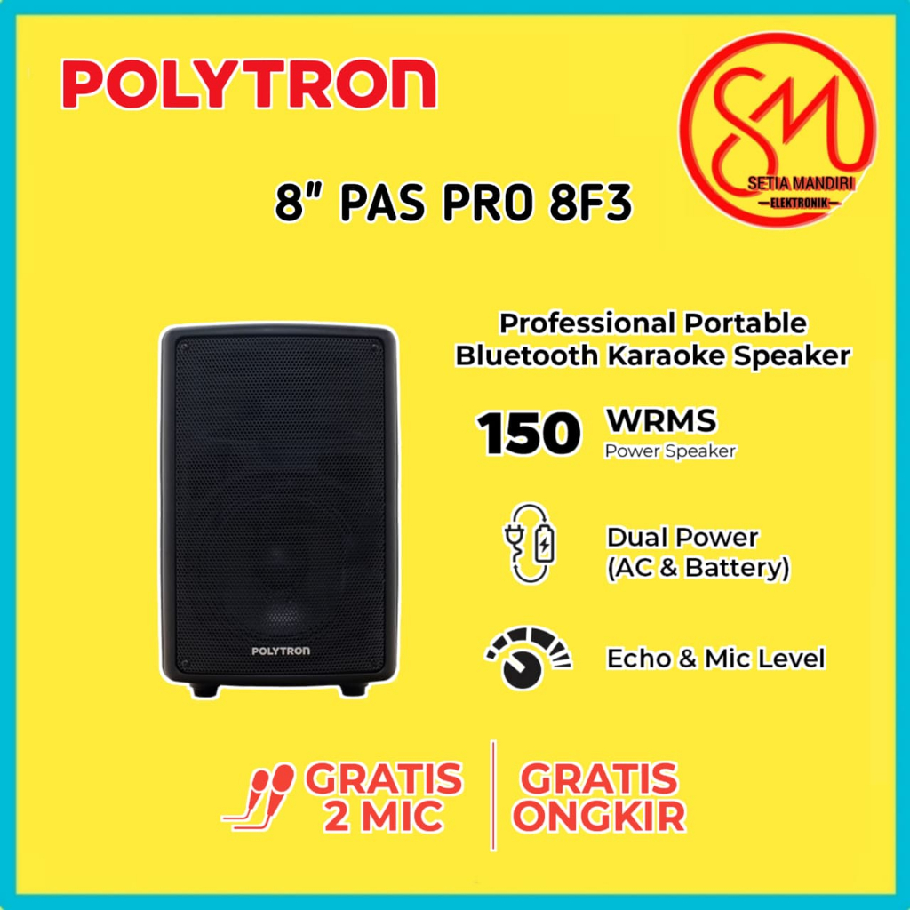 Jual POLYTRON PAS PRO 8F3 12F3 15F3 Speaker Portable Free 2 MIC ...