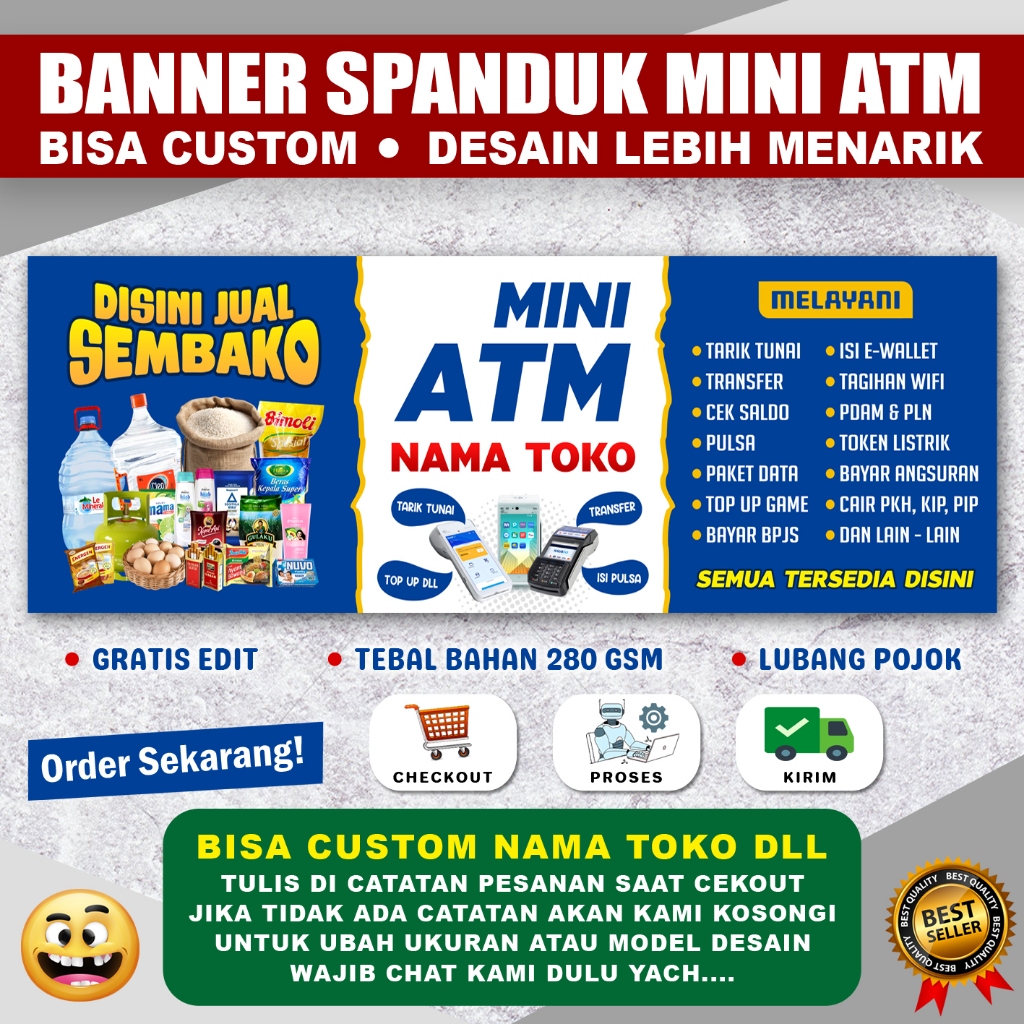 Jual Banner Spanduk Mini ATM Agen BRILink Toko Sembako Ukuran Jumbo ...