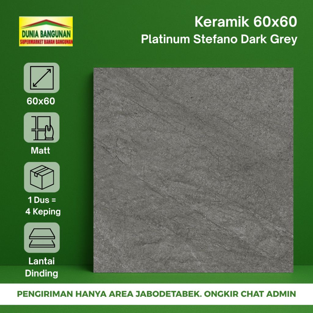 Jual Keramik Lantai 60x60 Abu Platinum Stefano Dark Grey Keramik Lantai ...