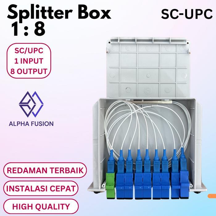 Jual Passive Splitter BOX 1:8 SC UPC Biru Pasif Splitter PLC Box FO 1X8 ...