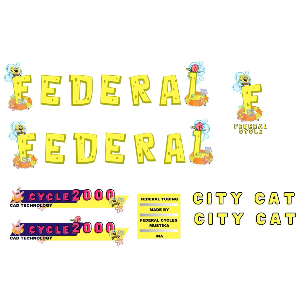 Jual CUTTING STICKER/ DECAL FEDERAL CITY CAT FONT SPONGEBOB | Shopee ...
