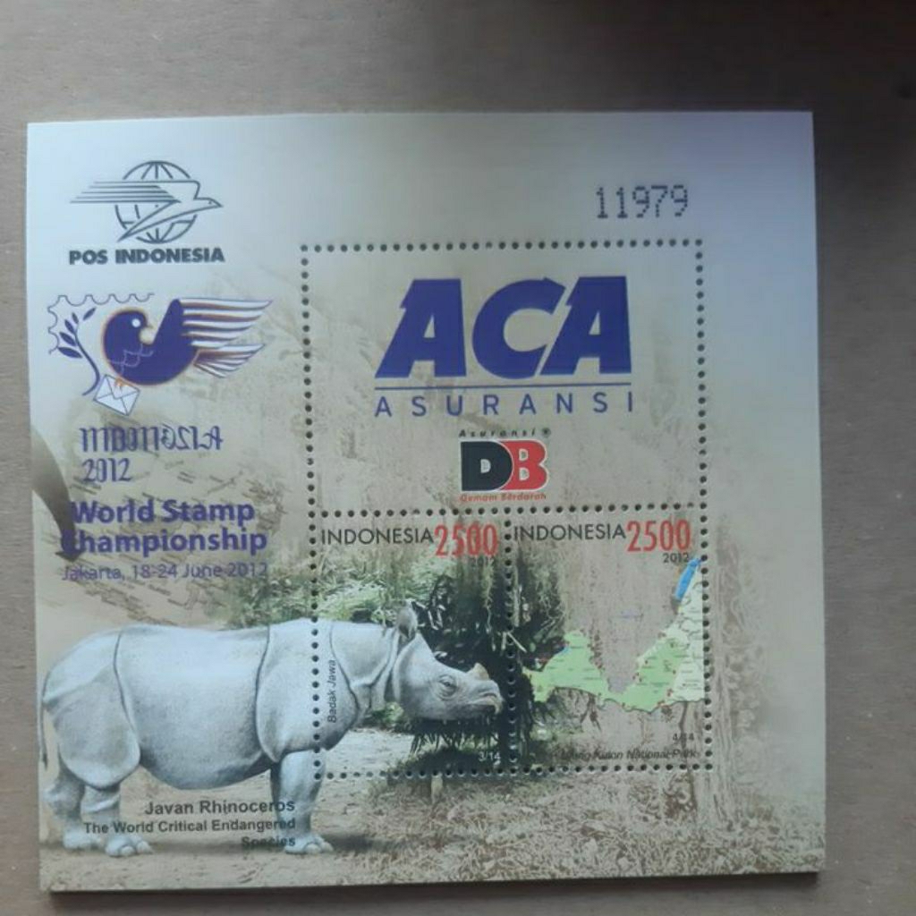 Jual Perangko Indonesia Asian stamp Jakarta 2012 ACA seri Badak sheet 2 ...