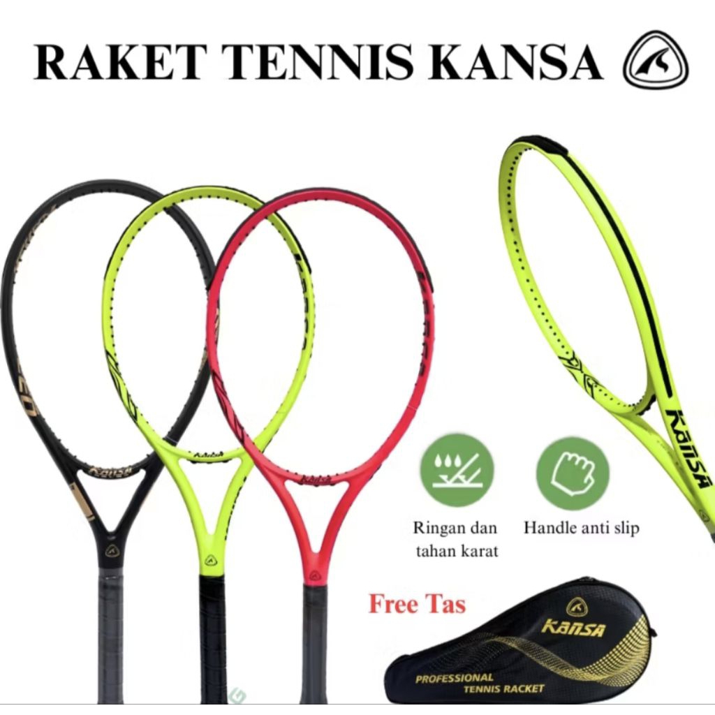 Jual RAKET TENIS KANSA FULL CARBON FREE TAS DAN GRIP | Shopee Indonesia