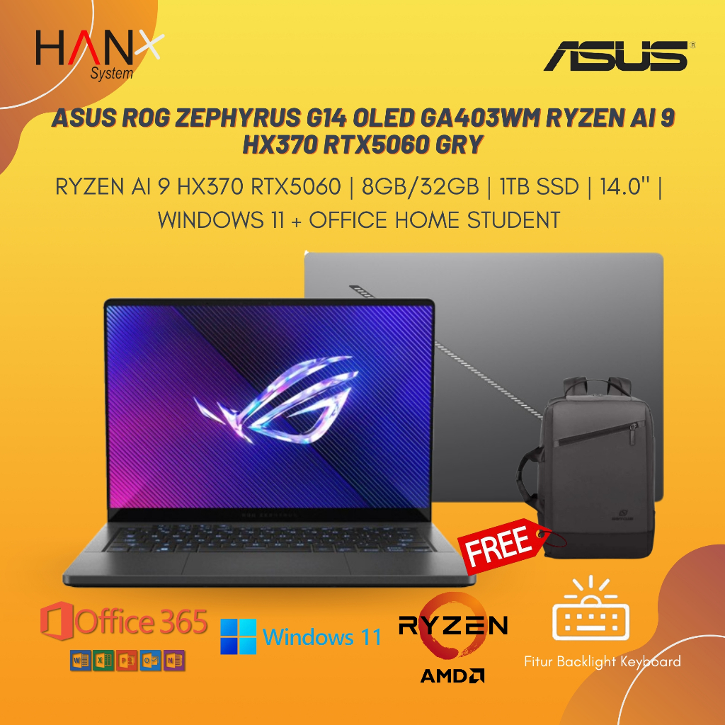 Jual ASUS ROG ZEPHYRUS G14 OLED GA403WM RYZEN AI 9 HX370 RTX5060 8GB ...