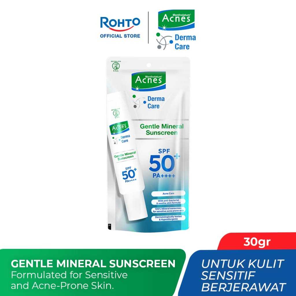 Jual Acnes Derma Care Gentle Mineral Sunscreen SPF 50+ PA+++ - 30 gr ...