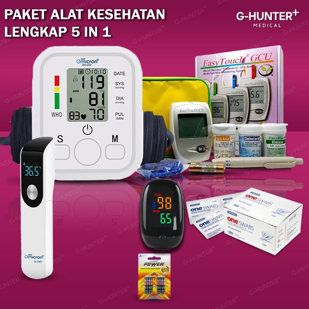 Jual Paket Alat Kesehatan Lengkap 5 IN 1 / Tensimeter Digital Otomatis ...
