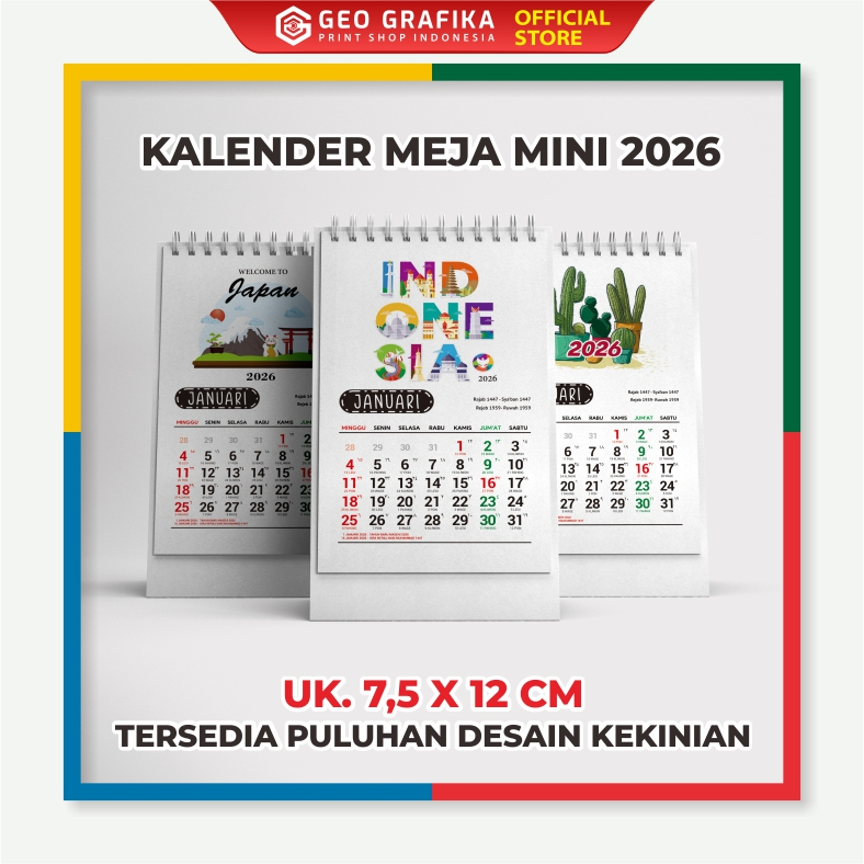 Jual Kalender Meja Mini Kalender Duduk Mini Tahun 2026- Geo Grafika ...