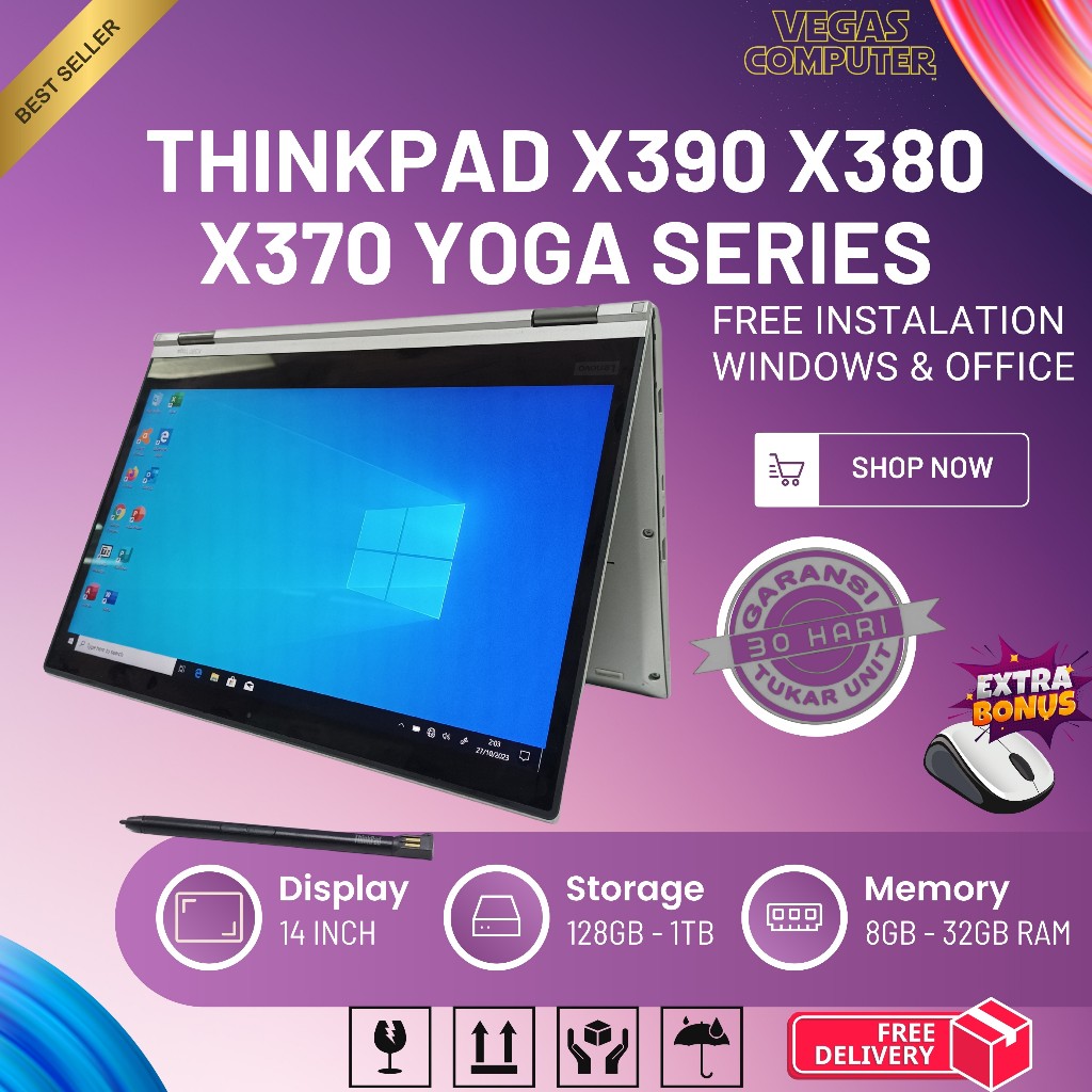 Jual Lenovo Thinkpad X390 X380 X370 YOGA Intel i7 i5 GEN 8 SSD UP TO ...