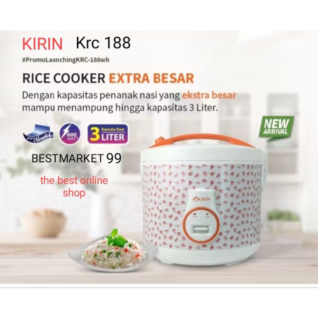 Jual KIRIN MAGIC COM KRC 188 KAPASITAS BESAR 3 LITER ORIGINAL | Shopee ...