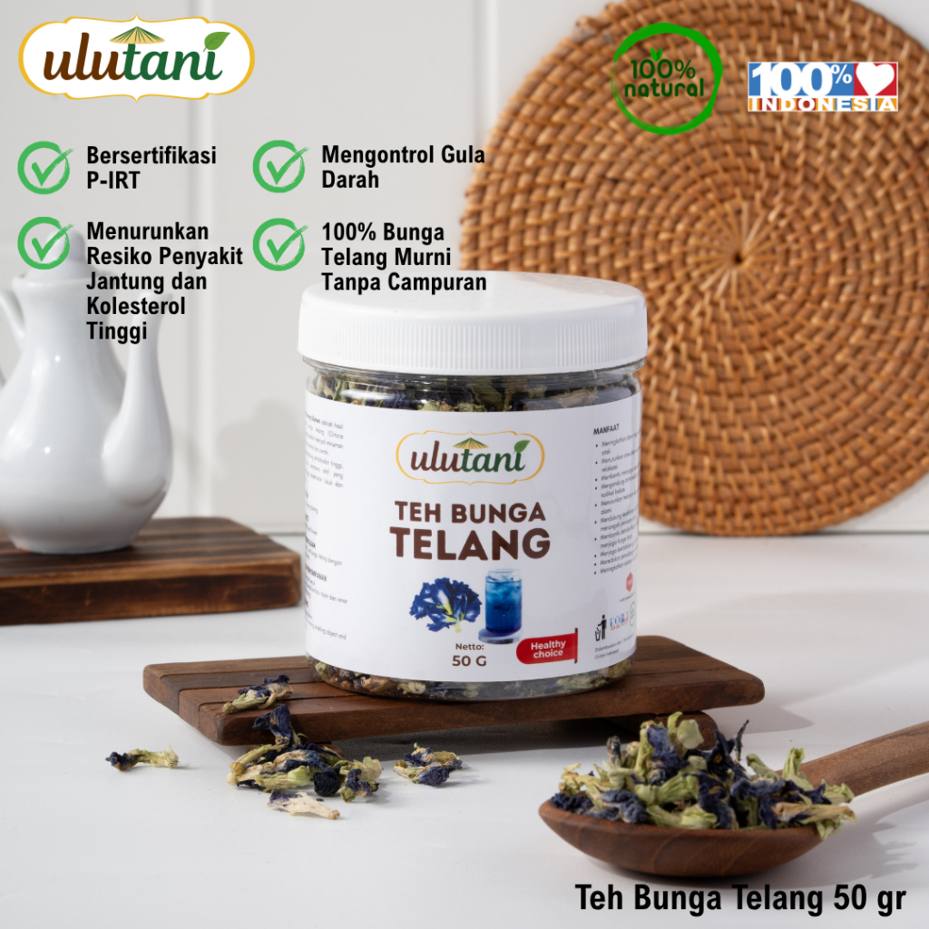 Jual Teh Bunga Telang Kering Utuh Murni Ulutani 50 gr | Shopee Indonesia