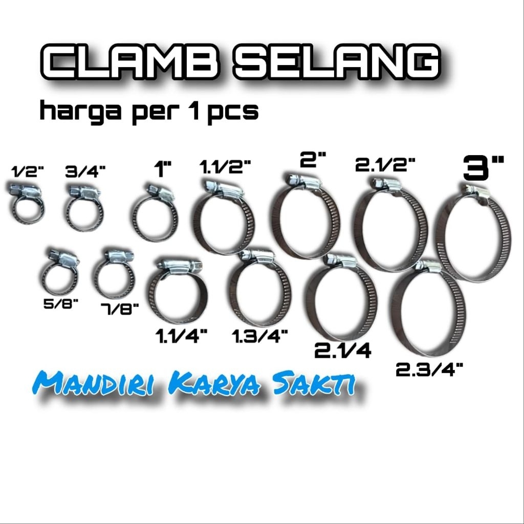 Jual Klem Selang Stainless Lengkap ukuran 1/2 inch - 4 inch | Hose ...