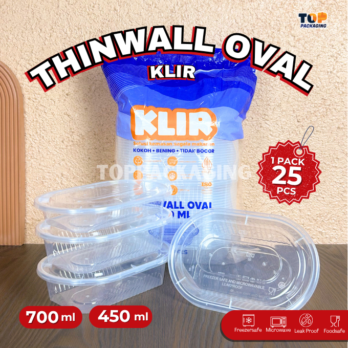 Jual Thinwall Klir Oval Kotak Kemasan Makanan Takeaway Nasi Kue Snack ...