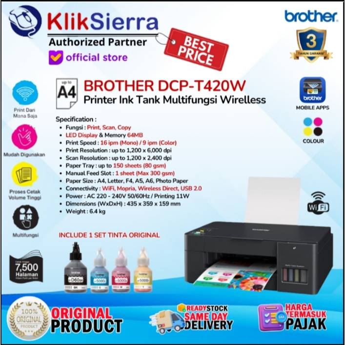 Jual BROTHER DCP-T420W & T220 Printer Fotocopy InkTank Colour ...