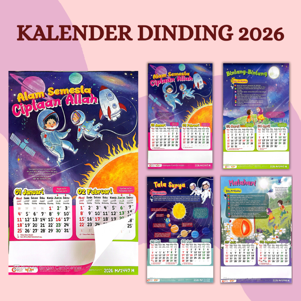 Jual Kalender Anak Muslim 2026 Hanging Calendar For Kids Tema aku ...