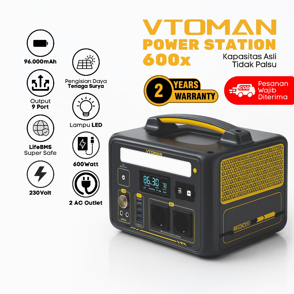 Jual VTOMAN 600X Portable Power Station VS220 Panel Surya 600W Untuk ...