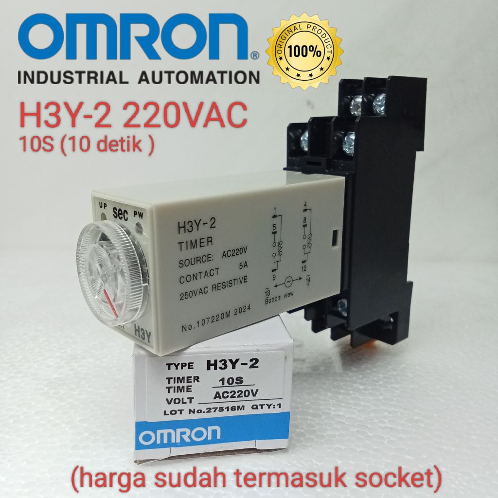 Jual Timer omron h3y-2 10s 220v / timer h3y2 220vac 10detik original ...