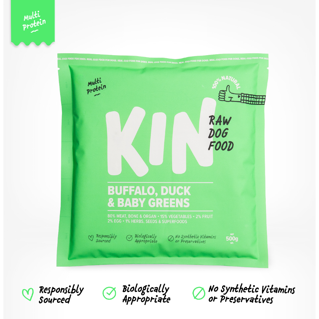 Jual KIN DOG FOOD Buffalo, Duck & Baby Greens 500g | Shopee Indonesia