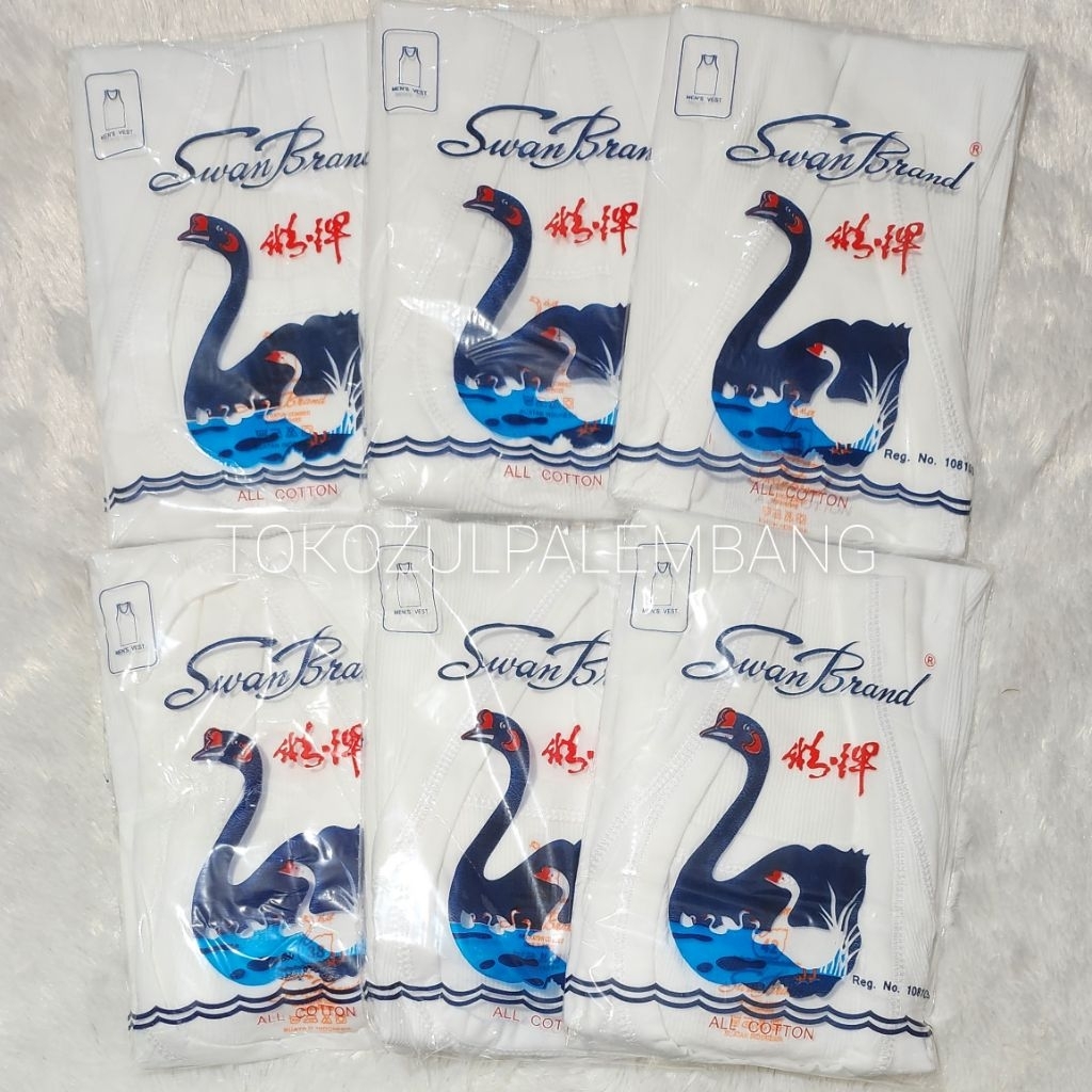 Jual Singlet SWAN BRAND Garis Kaos Dalam Pria Putih Katun Tebal ...