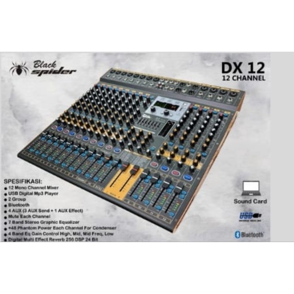 Jual mixer audio blackspider 12 channel dx12 original black spider dx ...