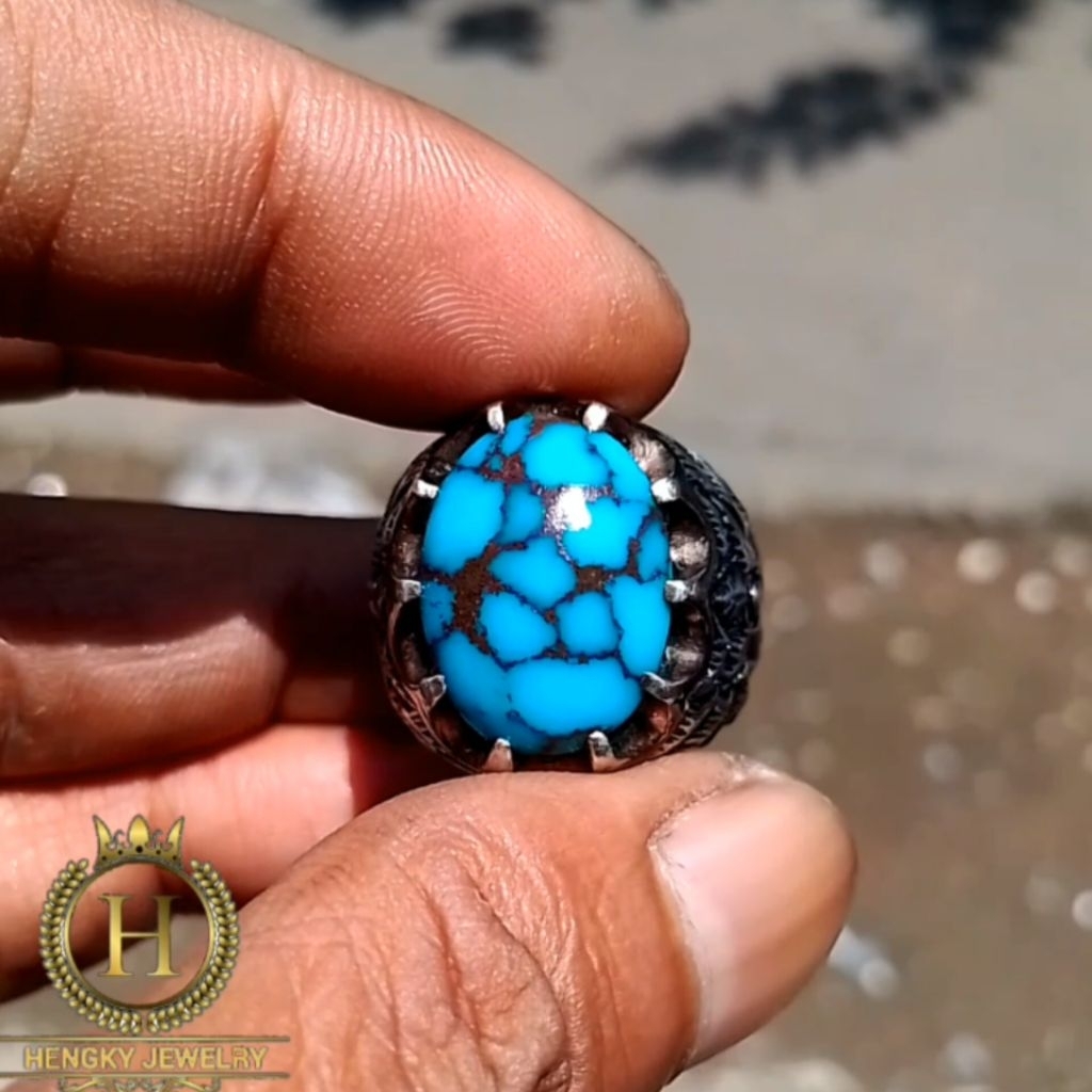 Jual Batu pirus mesir Fancy blue ceplok kura | Shopee Indonesia