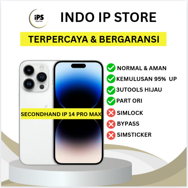 Jual IP 14 Pro Max 128GB 256GB Second Inter Fullset LCD ORI 100 Good ...