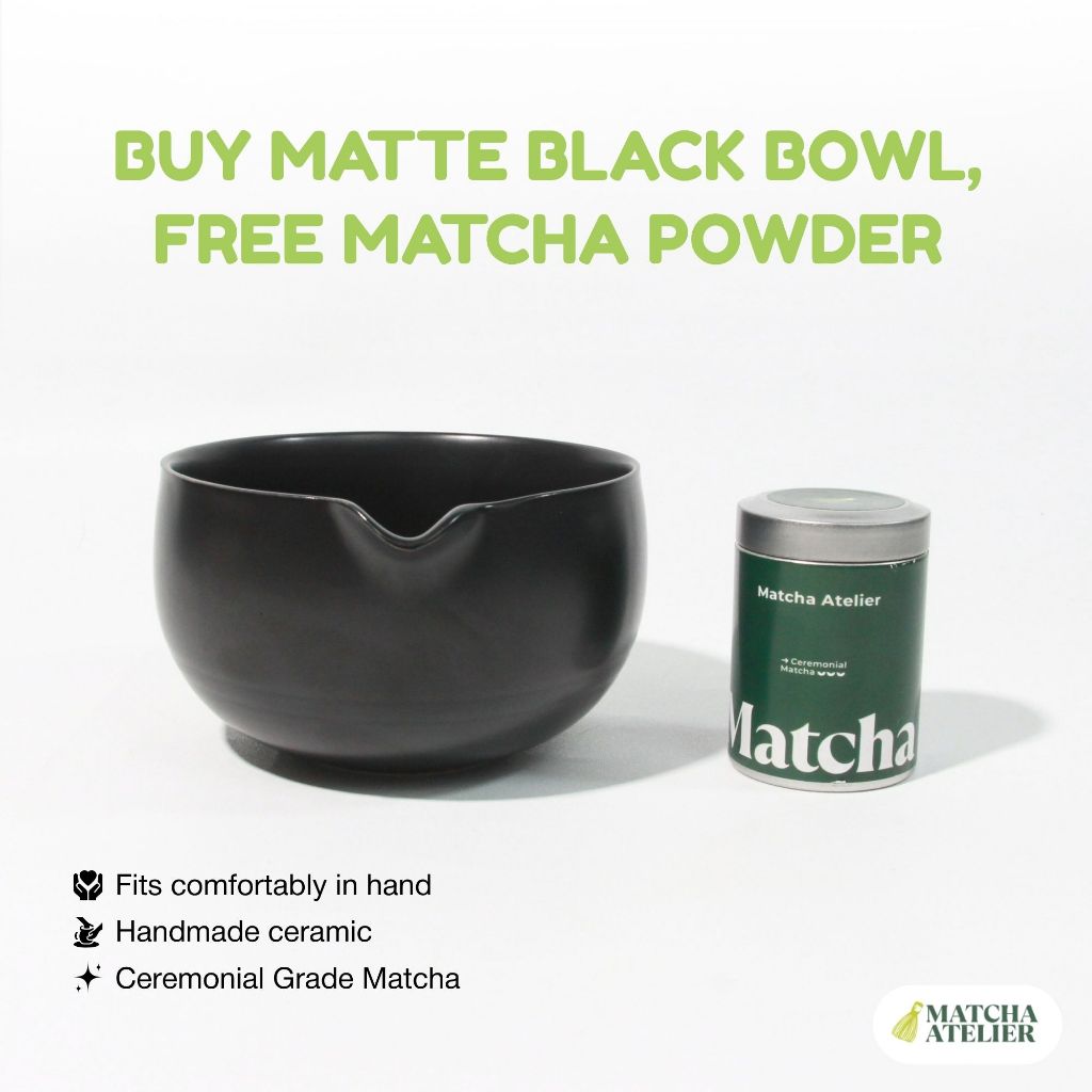 Jual Matcha Bowl Matte Black Free Matcha Powder 25g Mangkuk Matcha ...