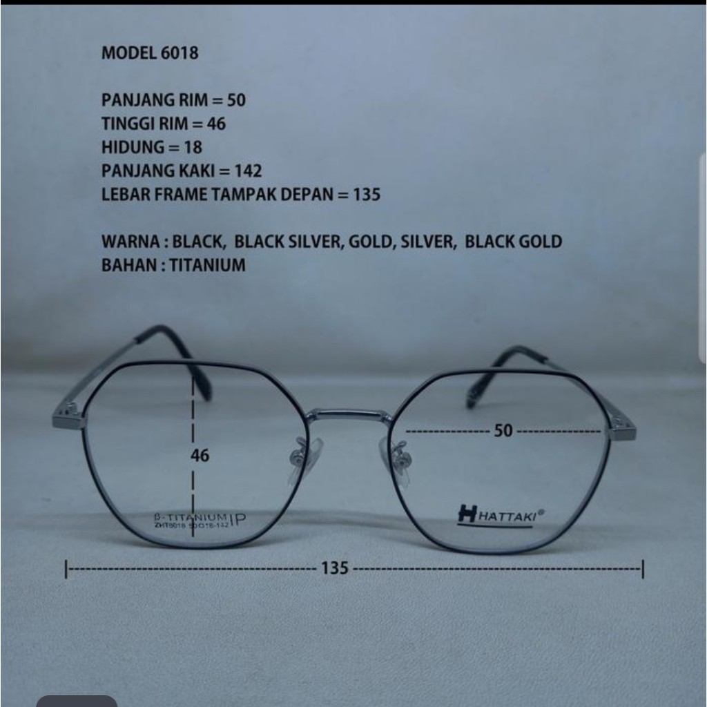 Jual FRAME KACAMATA 6018 TITANIUM PETAK MUKA SEDANG PRIA WANITA ...