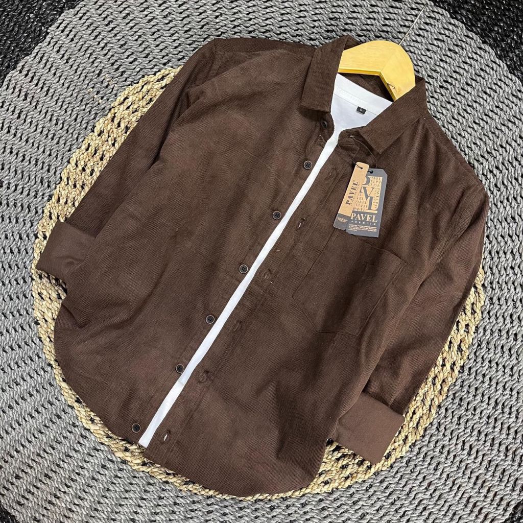 Jual kemeja lengan panjang bahan corduroy / kemeja lengan panjang pria ...