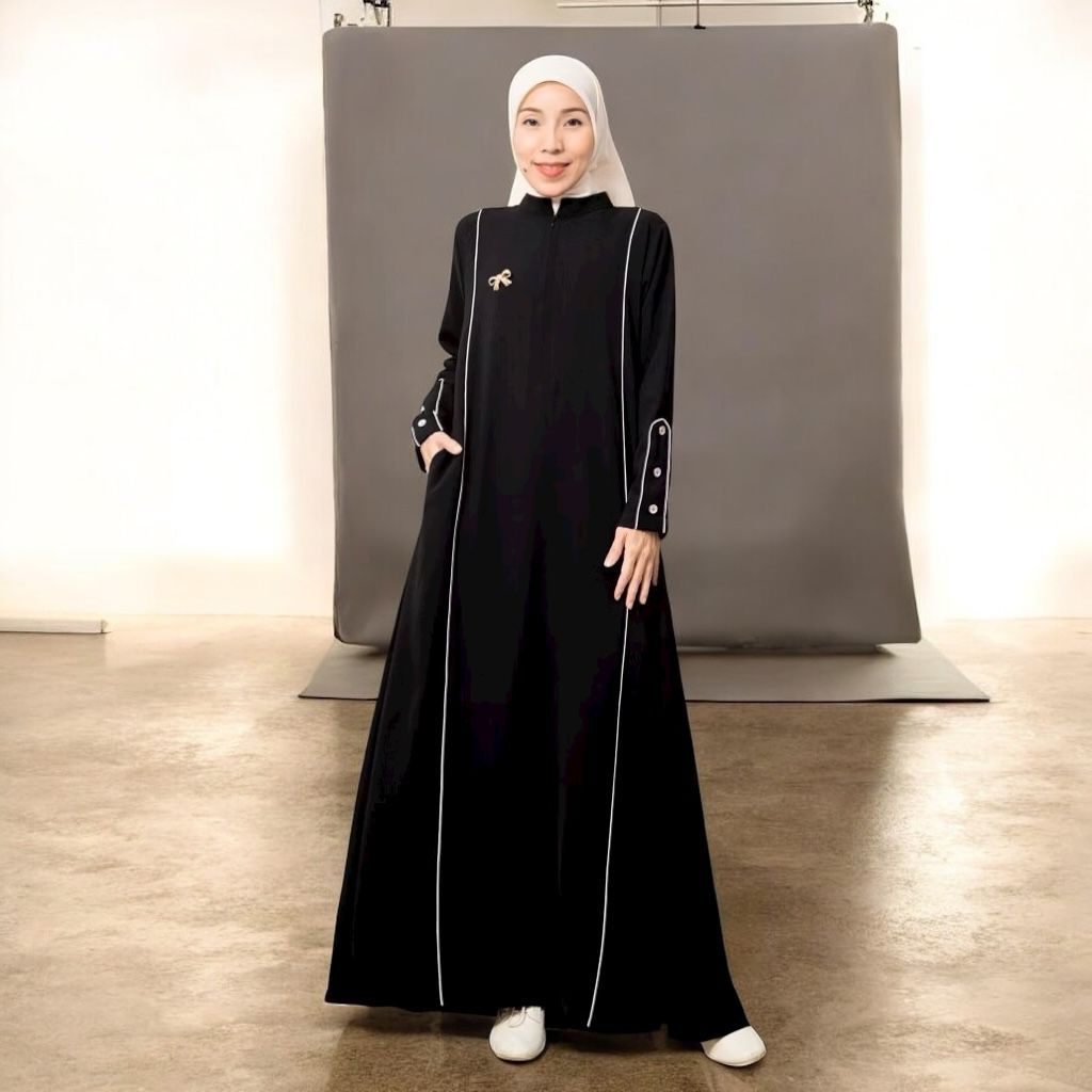 Jual Gamis Wanita - Fazira Dress Polos Casual Wanita Bahan Sabrina Anti ...