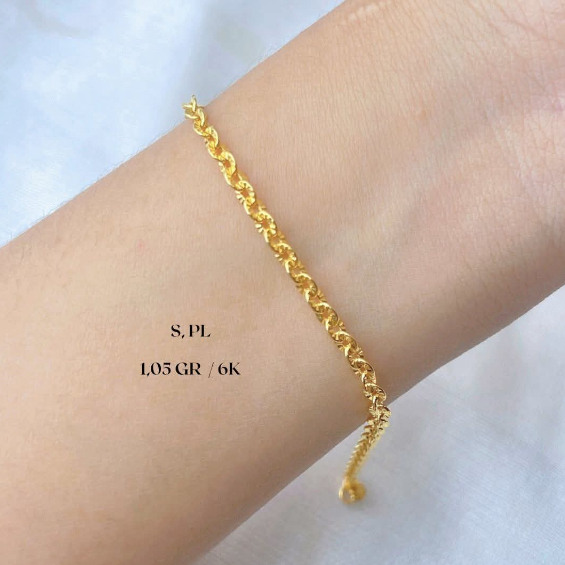 Jual Gelang Emas Rante Dewasa 6K (Complete Mulia) | Shopee Indonesia