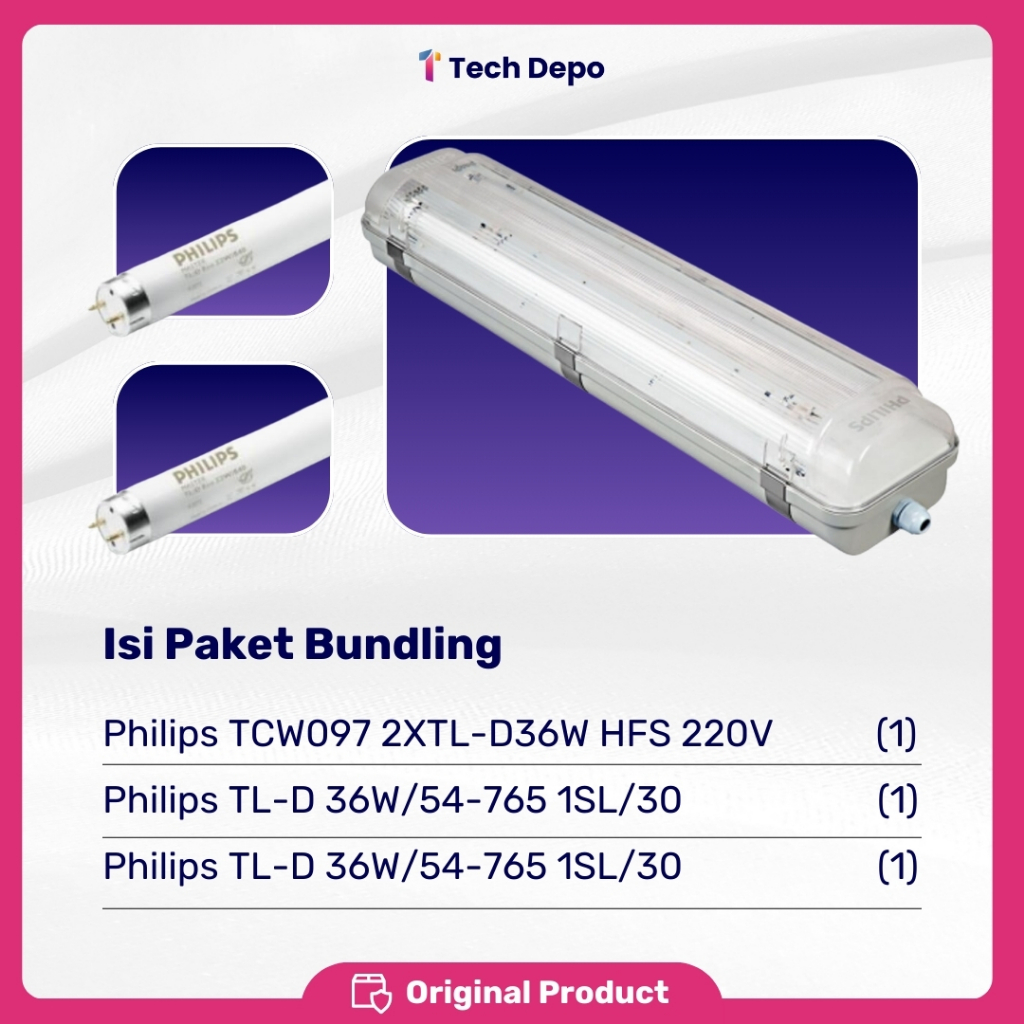 Jual Paket Bundling Philips TCW097 2XTL D36W HFS 220V + Lampu TL-D 36W ...