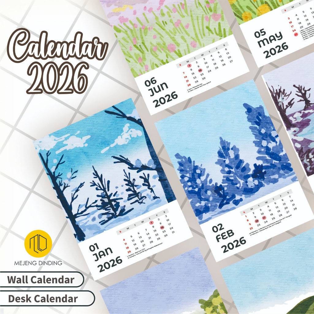 Jual Kalender 2026 Aesthetic Motif Cuaca Musim 3 - Kalender Dinding ...