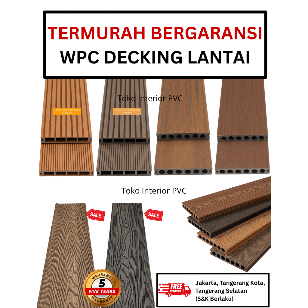 Jual Floor Lantai Decking WPC outdoor motif kayu dan garis panjang 2.9m ...