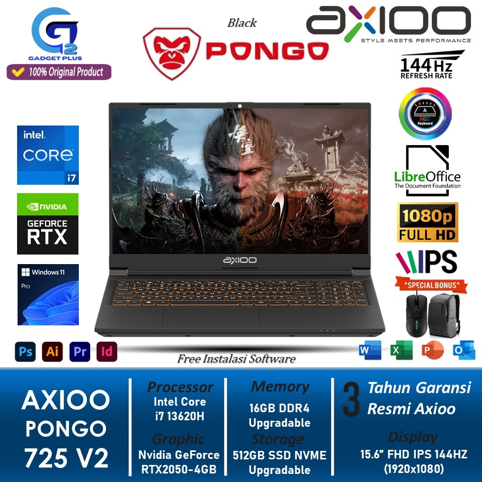 Jual Laptop Axioo Pongo 725 V2 Core i7 13620H RAM 16GB 1TB SSD RTX2050 ...