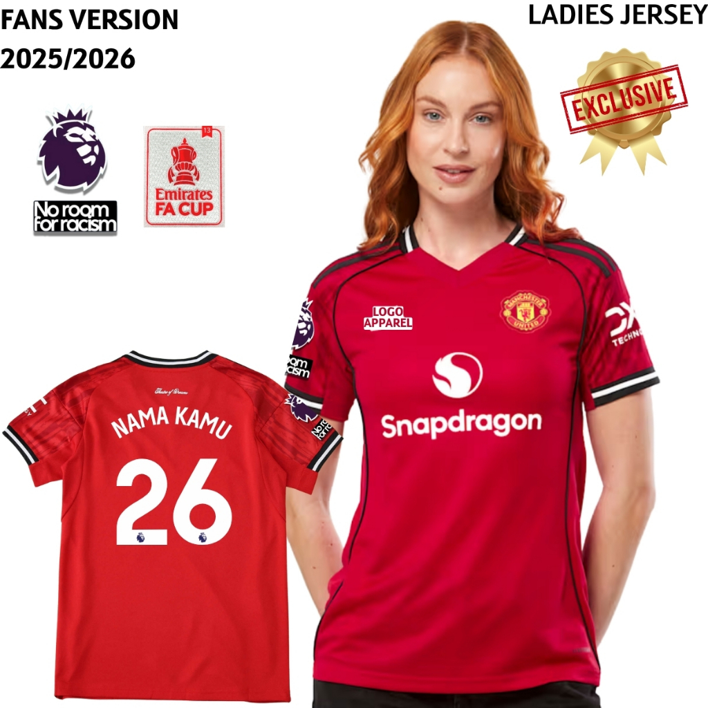 Jual LADIES Mnchstr Untd Home 2025 2026 Fans Version Baju Bola Merah ...