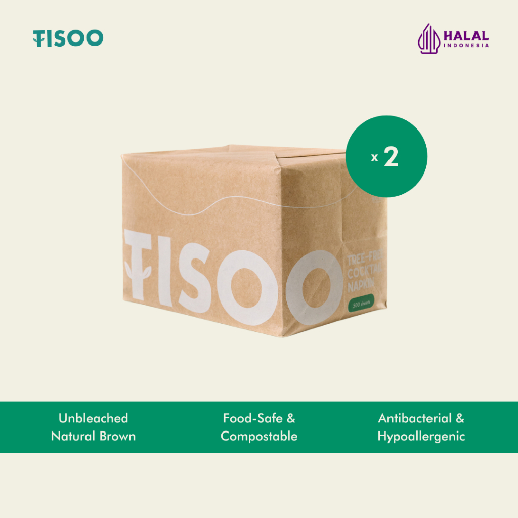 Jual TISOO Premium Bamboo Cocktail Napkin 500s (2 Packs) Tisu Makan ...