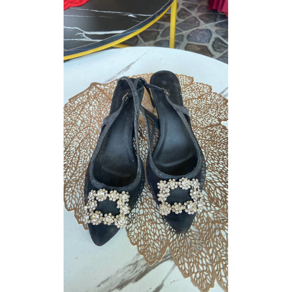 Jual heels hitam jaring | Shopee Indonesia