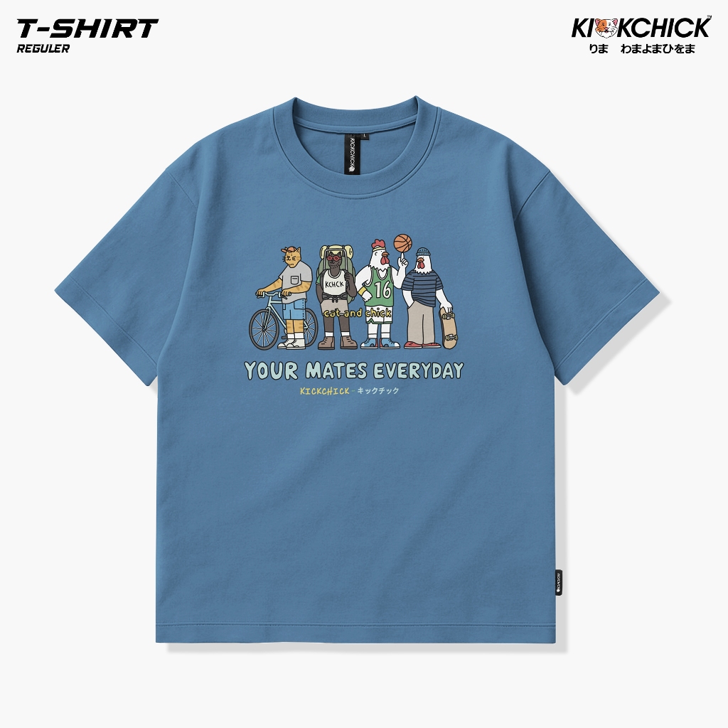 Jual Kickchick Tshirt Reguler Kaos Cat And Chick Black & Steel Blue ...