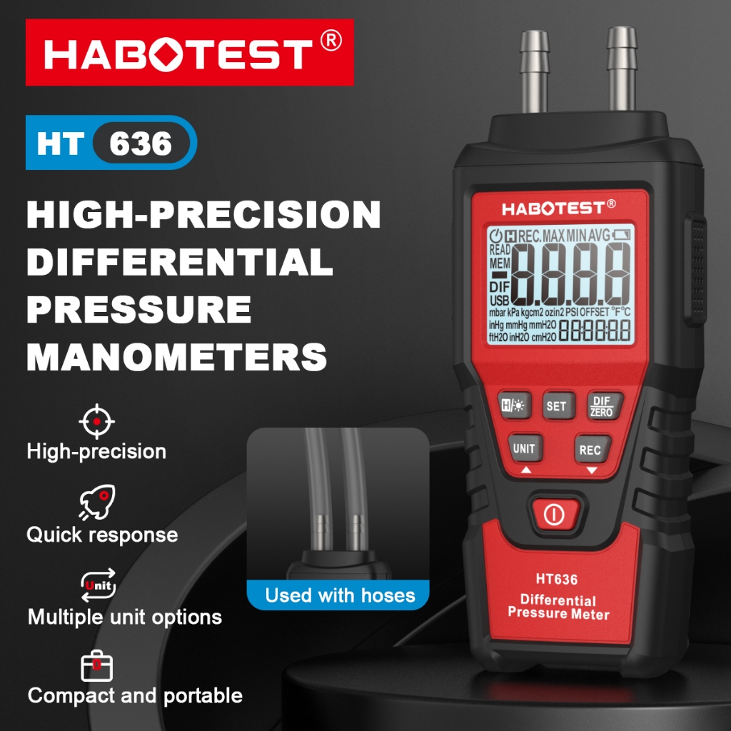 Jual HABOTEST HT636 Manometer Digital Selisih Tekanan Deteksi Tekanan ...