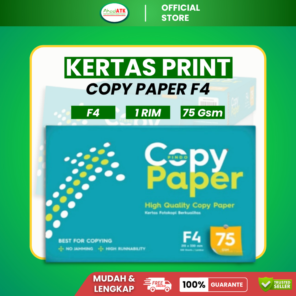 Jual Kertas Fotocopy Copy paper 75 GSM F4 1 Original | Rim Anti Macet ...