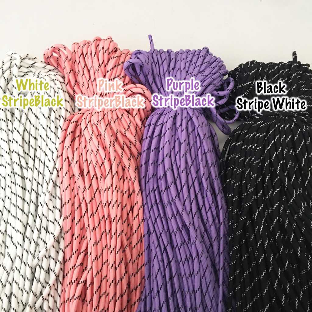 Jual [3 meter] tali paracord 5mm stripe pink ungu hitam putih bahan diy ...