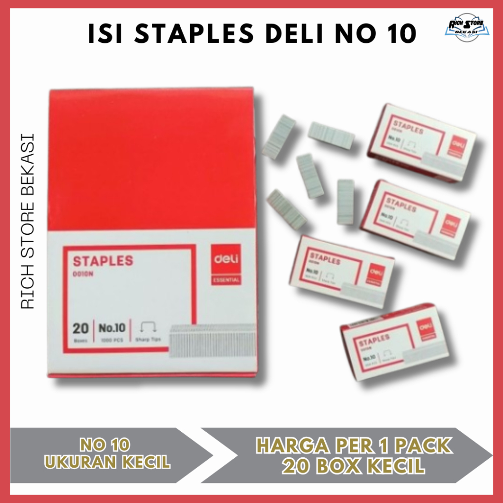 Jual ISI STAPLES DELI NO.10 HARGA PER 1 BOX BESAR [ISI 20 BOX KECIL ...