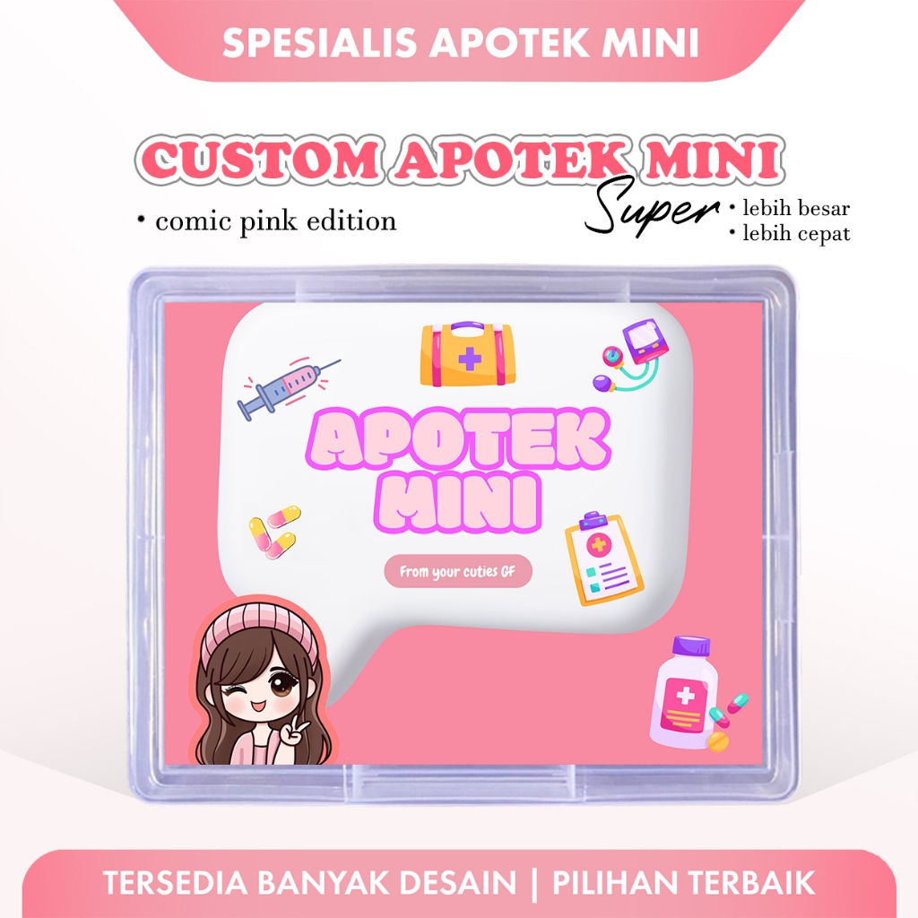 Jual Custom Apotek Mini Super Box P3K Sticker Hadiah - Comic Pink ...