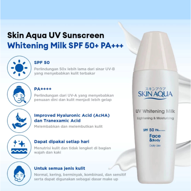 Jual Skin Aqua Sunscreen SPF 50 PA++++ Moisturizing Whitening 40g ...