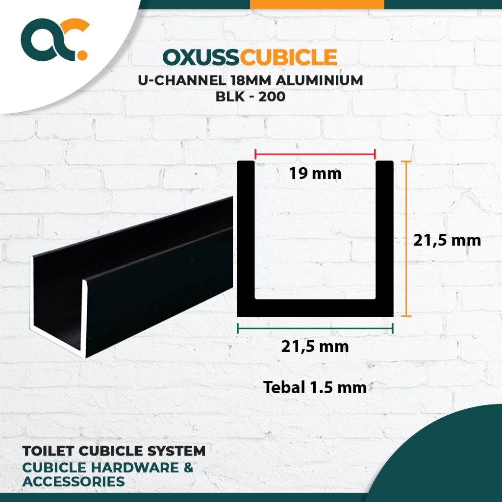 Jual U-Channel 18mm Aluminium Profil Partisi Cubicle Toilet (2 Meter ...