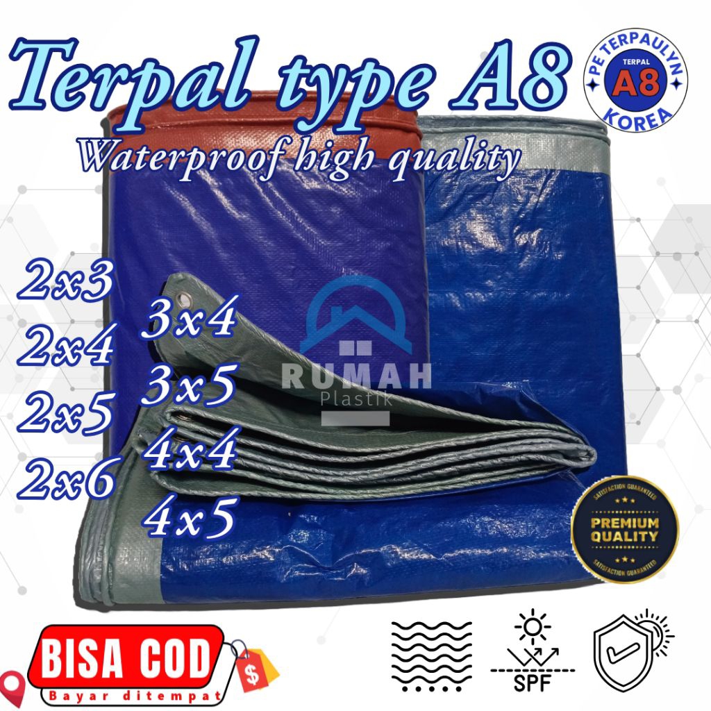 Jual TERPAL LEMBARAN A8 UKURAN 2X3 2X4 2X5 2X6 3X3 3X4 3X5 3X6 4X4 4X5 ...