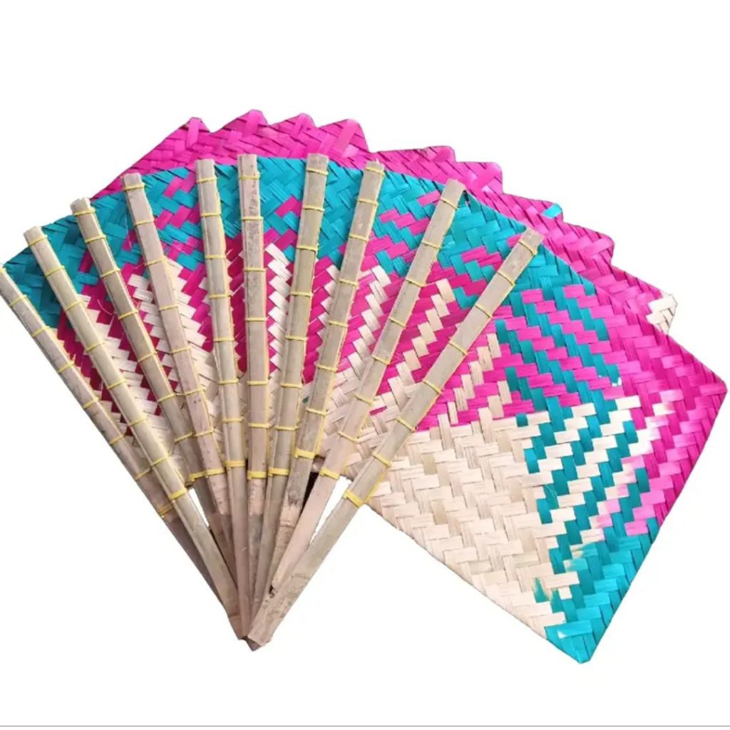 Jual kipas bambu ( isi 10 pcs) / kipas anyaman / kipas bambu tangan ...
