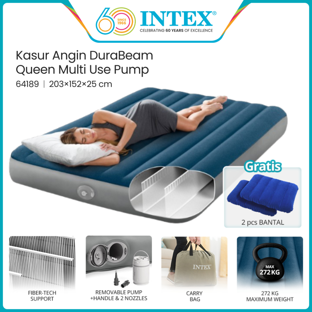 Jual INTEX Kasur Angin Queen Durabeam Multi Use Pump 64189 | Shopee ...