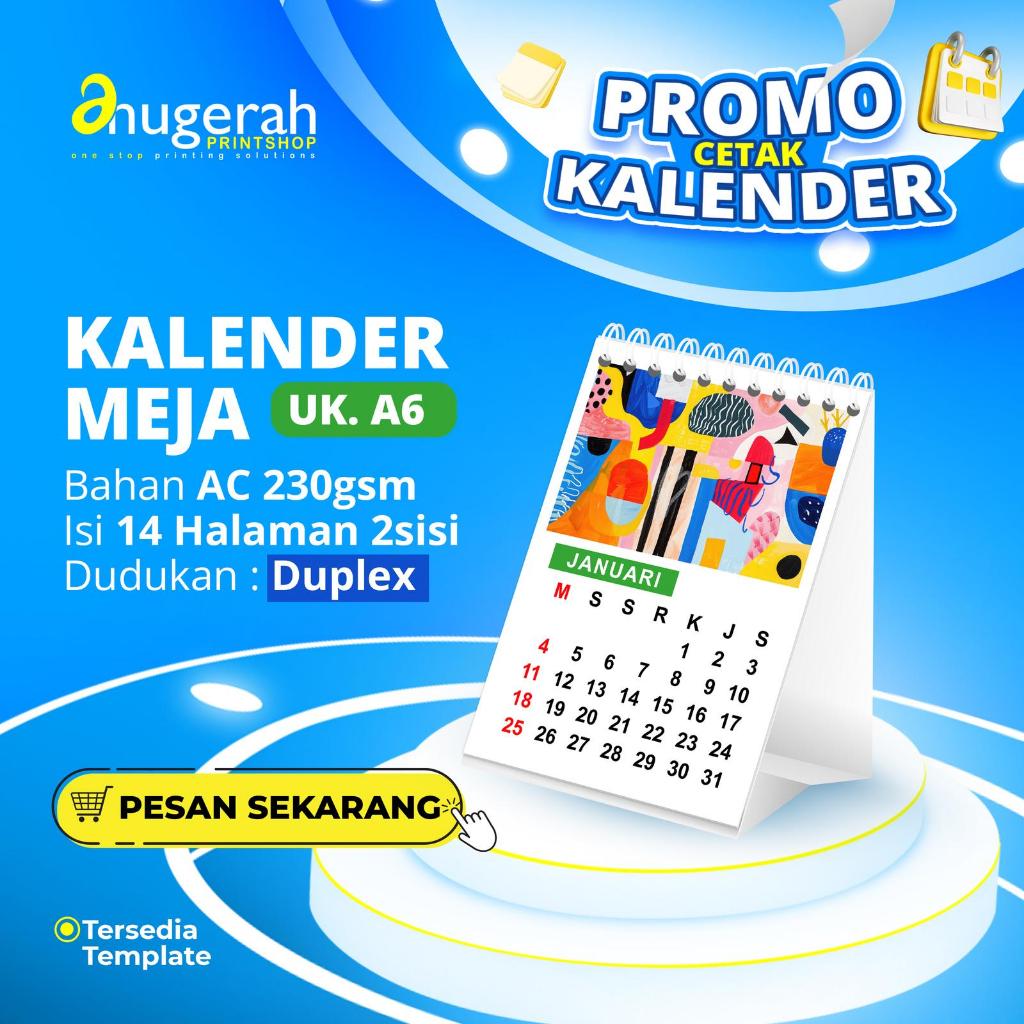 Jual PROMO Cetak Kalender Meja Tahun Baru Free Template / Kalender Duduk Tahun Baru Ukuran A6 ...